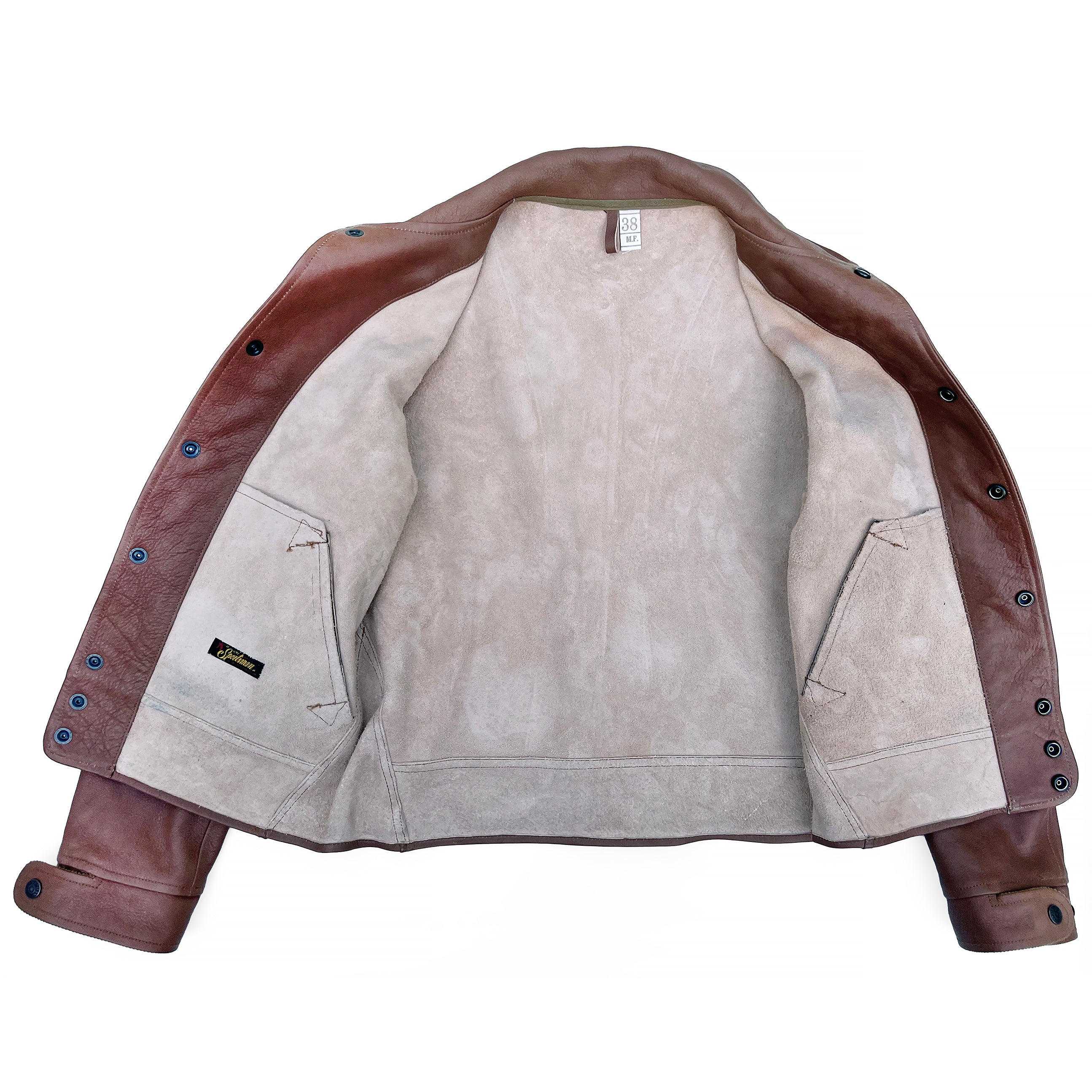 Campus "STUD" Jacket - "Bison" - Brown Veg-Tan Leather | Mister Freedom®