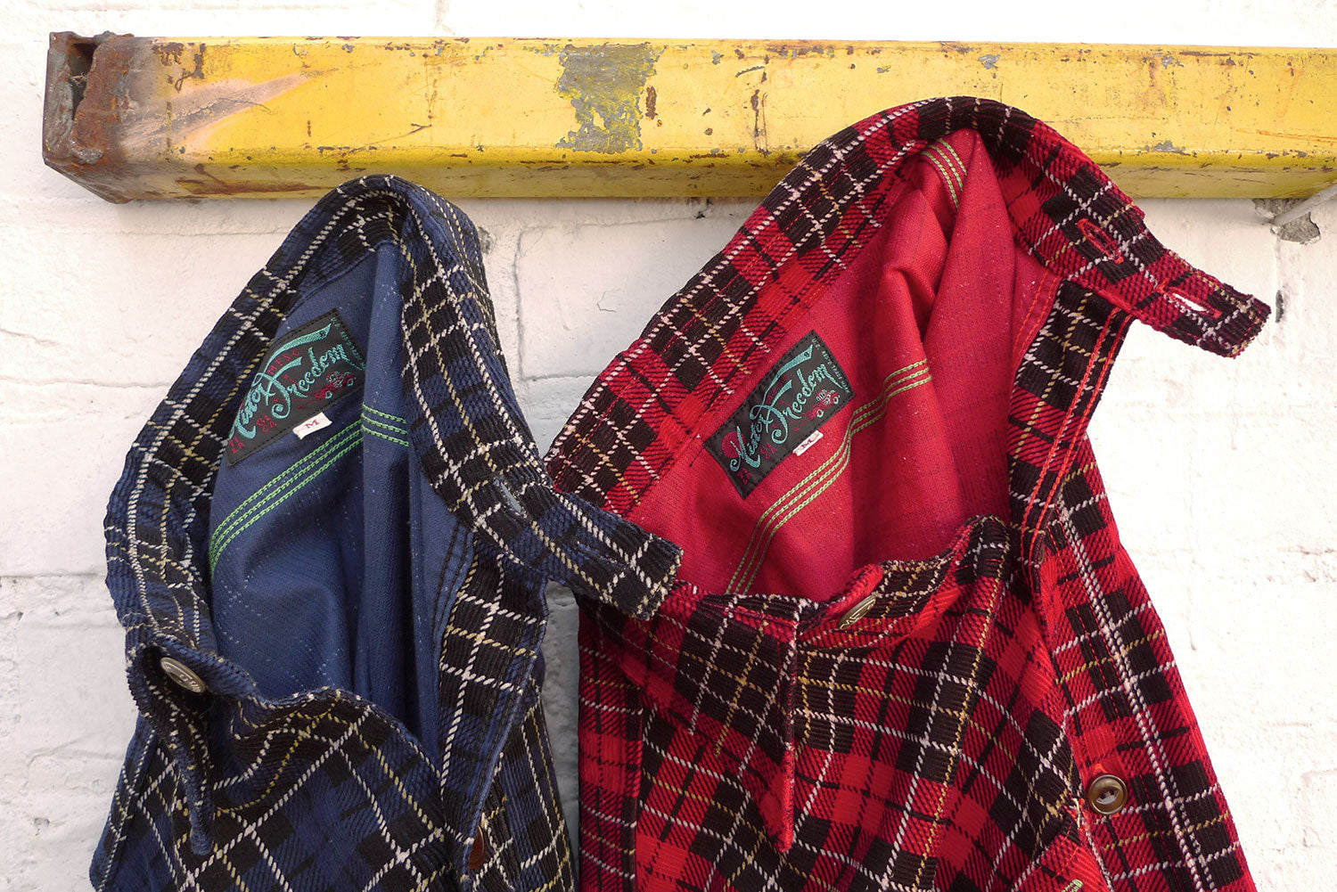 Nixon Shirt - Navy Printed Plaid Corduroy | Mister Freedom®